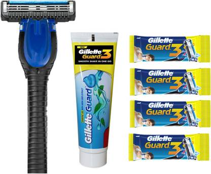 Gillette Guard 3 Blade shaving razor+4 Cartridge+Gel Price in India ...