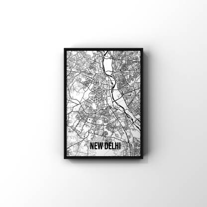 New Delhi Map Poster A3 Size Premium glossy Finish with Frame Paper ...