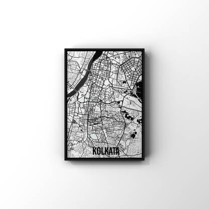 kolkata City map artwork Poster A3 Size Premium glossy Finish with ...