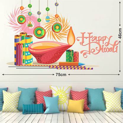 Tuffuk Happy Diwali | Wall Stickers | PVC Vinyl | Non-Reusable Sticker ...