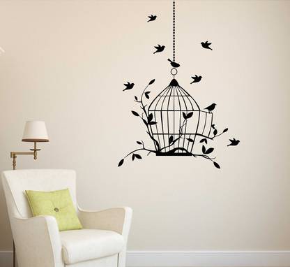 Tuffuk 100 cm Birds Cage | Wall Stickers | PVC Vinyl | Non-Reusable ...