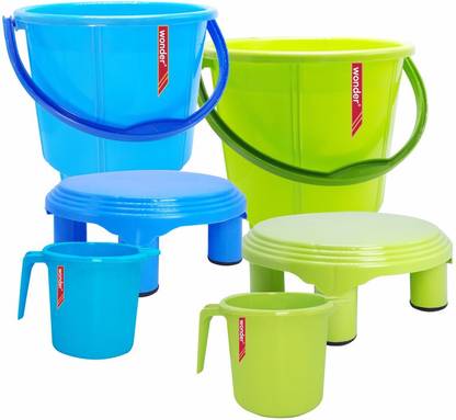Wonder Plastic Prime Bucket Mug Combo Set, 2 Pcs Bucket 18 Ltr & 2 Pcs ...