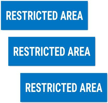 Mindcraftz Restricted Area Sign Board Sticker Blue color Pack of 3 | 12 ...
