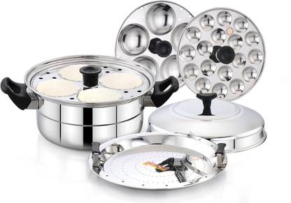 DIAMOND Steamer Pot 2 Idli Plates (9 Idlis),1 Mini Idli Plate and 1 ...