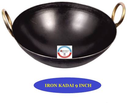 Vertech Natural Iron (Loha) Kadai 1500 ml(1.5Ltr.) Kadhai 23 cm ...