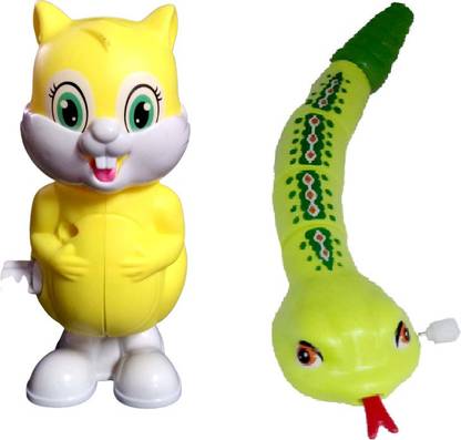 TEMSON Colorful Funny Key Operated Wind Up Snake & Squirrel Toy - Combo ...