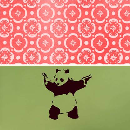 Kayra Decor Combo Modern Floral and Kung Fu Panda Wall Design Stencils ...