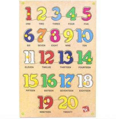 Haulsale Pinewood Wooden Jigsaw Puzzle Board for Kids - Number 1 To 20 ...