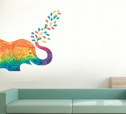 GLOBAL GRAPHICS 60 cm Colourful Elephant look like position Of namaskar ...