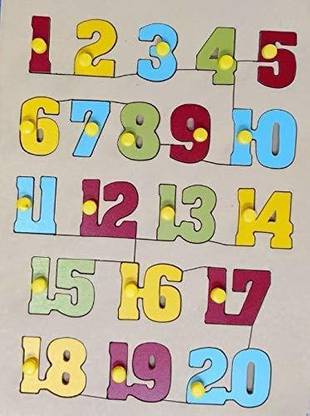 Kidosaurus 1-20 Counting Numbers Wooden Tray Puzzle for Kids Colorful Fun Learning Puzzle Tray ...