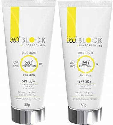 360 Block Sunscreen Gel SPF 50+ : 50 GM : Pack of 2 - SPF 50+ PA+ ...