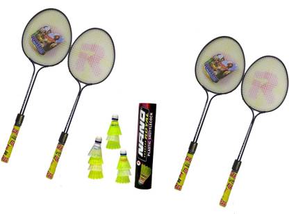 rajson Racket 4 Piece & Nano 10 Piece Plastic Shuttlecock Combo Pack ...
