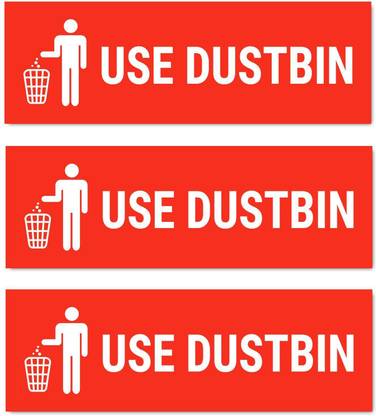 Mindcraftz Use Dustbin Sign Board Red color Pack of 3 | 12 x 4 inches ...