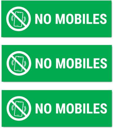 Mindcraftz No Mobile Sign Board Green color Pack of 3 | Emergency Sign ...