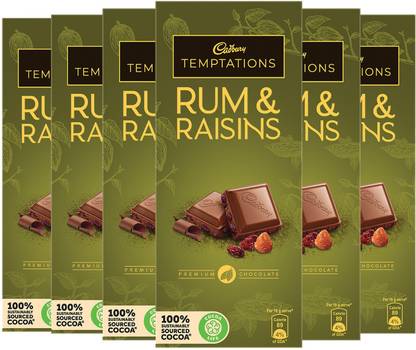 Cadbury Temptation Rum and Raisin Chocolate, 72g (Pack of 6) Bars Price ...