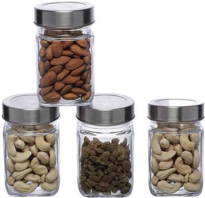 Cutting EDGE Set of 4 | 310 ML | Transparent Glass Jar/Barni for ...