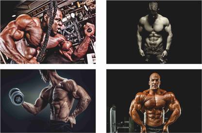 Body Builders Motivational Combo Poster Set of 4 Posters With Gloss ...