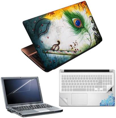 FineArts Krishna Flute 4 in 1 Laptop Skin Pack with Screen Guard, Key ...
