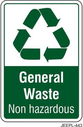 JEEPL GENERAL WASTE SIGNAGE| DUSTBIN SIGNAGE|ACP WITH VINYL, 8X6 INCHES ...