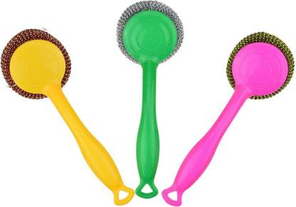 AVMART Stainless Steel Scrubber Bartan Juna with Long Handle Scrub ...