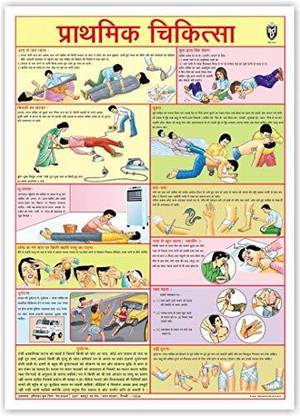 First Aid (Hindi) Chart (Size 70 X 100 Cms) Without Pvc Rollers ...