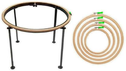 vahvaa Aari work 16" Inches Wooden Frame Stand With Round Embroidery ...