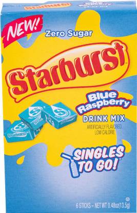 Starburst Zero Sugar Blue Raspberry Flavor Drink Mix 6 Sticks Energy ...