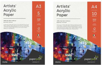Flipkart.com | Paper Pep Artists' Cold Pressed Unruled A3+A4 300 gsm ...