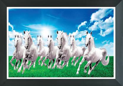 FRIZZY ARTS vastu paintings | Seven lucky white horse photo frame ...