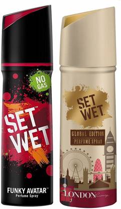 SET WET Funky Avatar & Luxary London (120 ml X 2) Perfume Body Spray ...