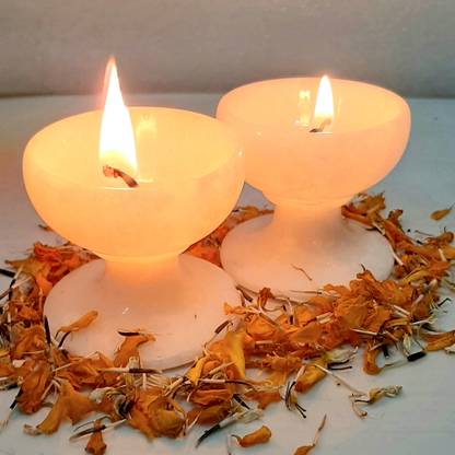 RS CRAFTS INDIA Handcrafted Natural White Marble Diya set for POOJA ...