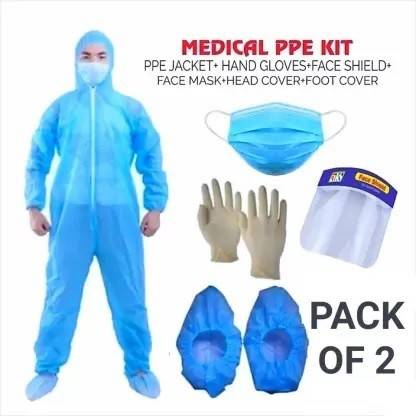 HRRH PPE KIT with Full Body Coverall, Latex Gloves, Shoe Cover, Face ...
