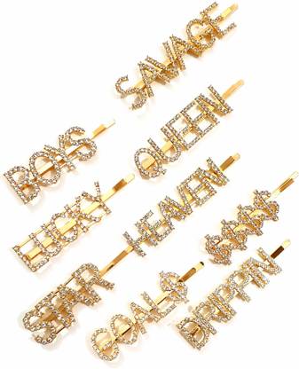AmazingKarts Word Hair Clips for Women Crystal Letter Hair Pins for ...