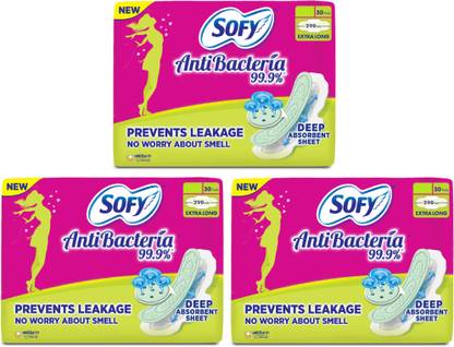 SOFY Anti Bacteria Extra Long 30+30+30 Sanitary Pad | Buy Women Hygiene ...
