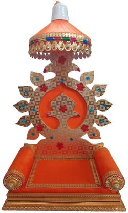 SD Art Singhasan wooden throne 16 Inch (Orange) for god idol Engineered ...