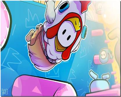 SKY DOT fall guys game posters pink artist blue artwork hd wallpaper ...