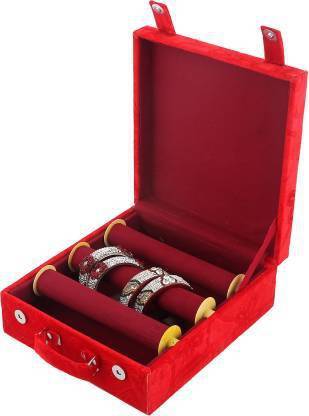 Chehek 3 Rod Wooden Velvet Bangles Box Vanity Box (Maroon) Bangle box ...