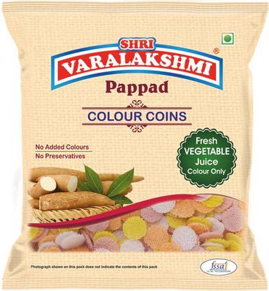Shri Varalakshmi Sago Colour Coin Pappad 500 g Price in India - Buy ...