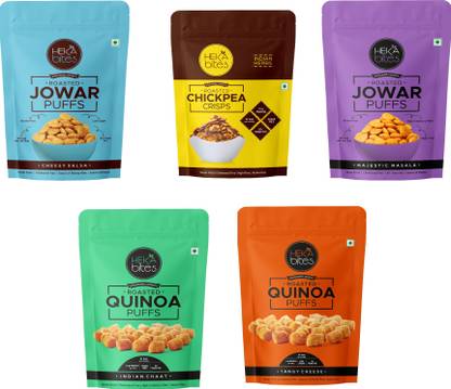 Heka Bites Roasted Snacks Box|Quinoa Puffs, Jowar Puffs, Chickpea ...