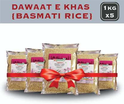 aapoorti Dawaat E Khas 1kg (Pack of 5) Yellow Basmati Rice (Long Grain ...