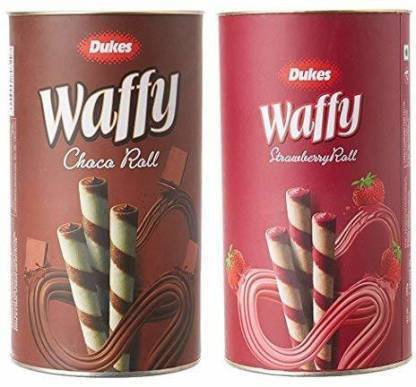 Dukes Waffy Strawberry Rolls 300gm And Waffy Choco Rolls 300gm Wafer (2 ...