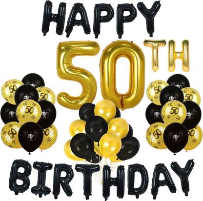Flipkart.com | Atpata Funky Solid 50th Birthday Black and Golden Latex ...