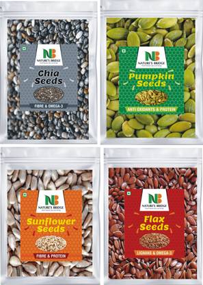 Nature's Bridge Combo Seeds Value Pack 400 Gm of Chia Sunflower Pumpkin ...