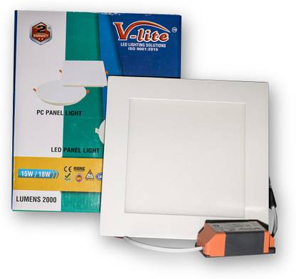 v-lite 15-Watt LED Square Slim Recessed Panel Ceiling Light (Cool White ...