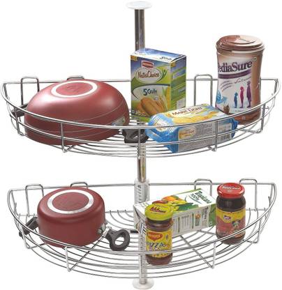 SMART SLIDE Utensil Kitchen Rack Steel Stainless Steel 2 Shelf Kitchen ...