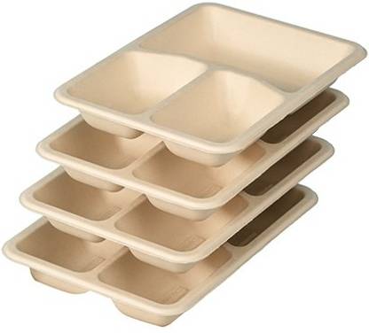 vik 3 Compartment Divided Plates (100) - 3 in 1 Eco Friendly ...