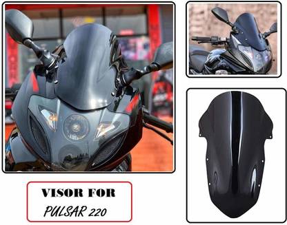 Miwings Black Bajaj Pulsar 220 Double Bubble Headlight Windshield Visor ...