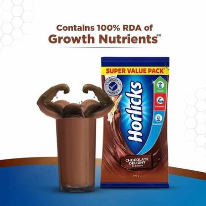 HORLICKS Pack of 10 Chocolate Flavored 100 grams Sachet Nutrition Drink ...