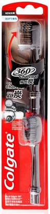 Colgate 360 Charcoal Battery Powered Toothbrush Electric Toothbrush ...