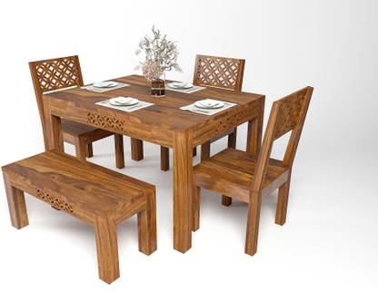 Vailge Sheesham Wood 4X3 Solid Wood 4 Seater Dining Set Price in India ...